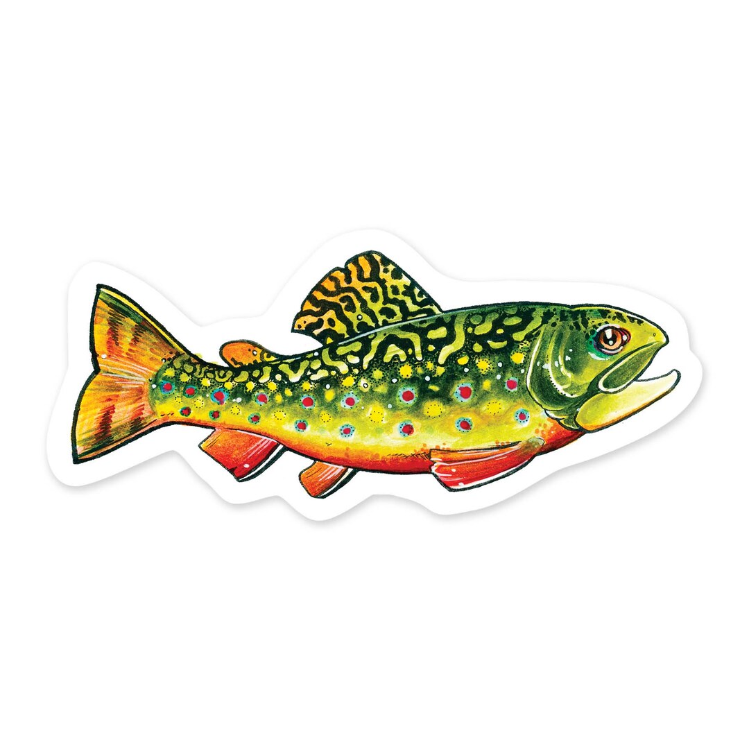 Brook Trout Fish Art Sticker - 3" Vinyl Decal for Your Laptop, Phone ...