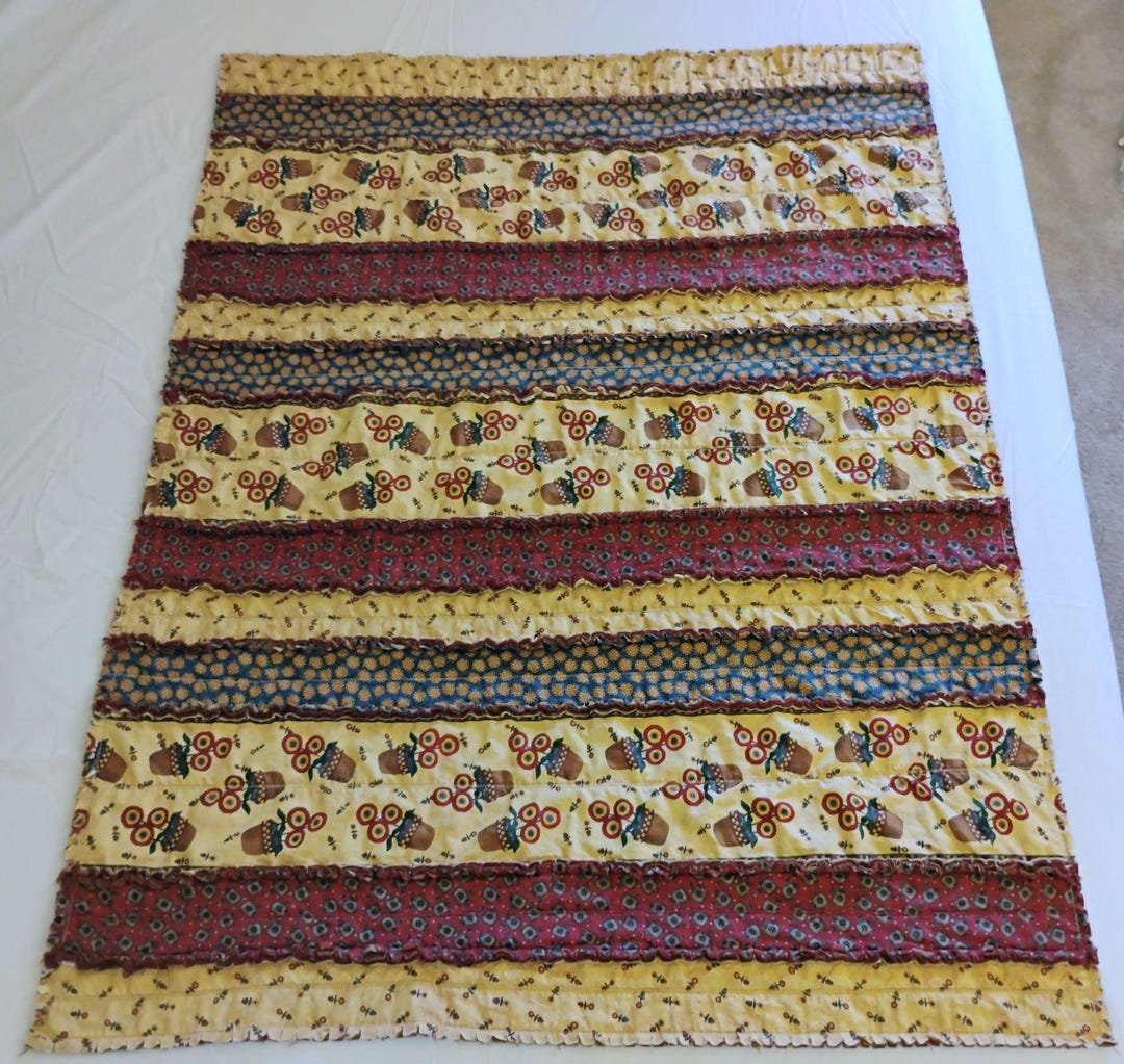 Sunflower Strip Rag Quilt Fall Colors - Etsy