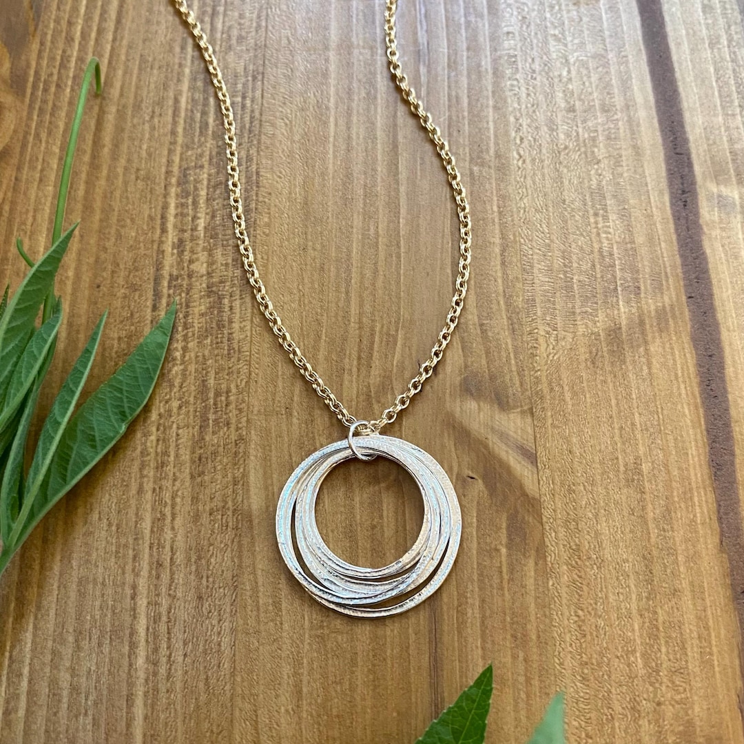 60th Birthday Necklace, Silver & Gold, Six Rings for 6 Decades Sixtieth ...