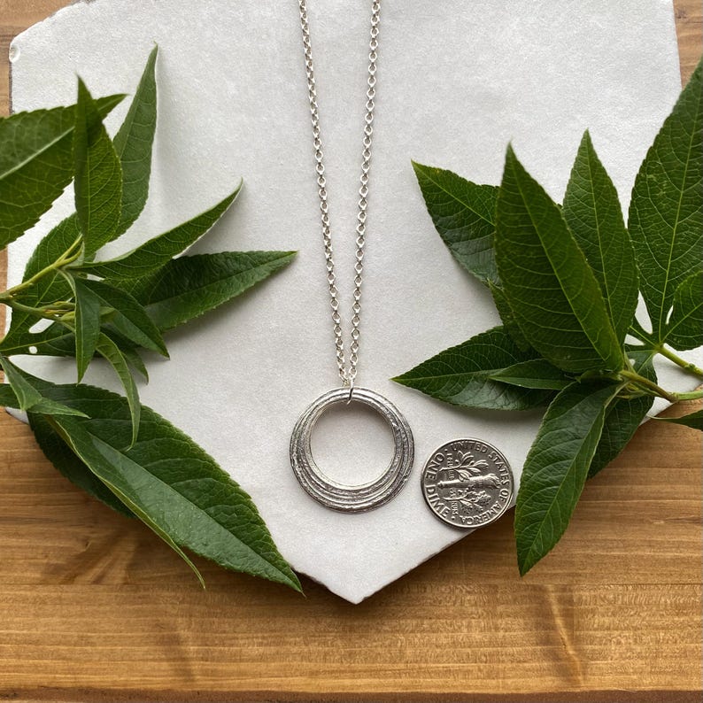 70th Birthday Necklace Gift - Handmade Sterling Silver 7 Rings for 7 ...
