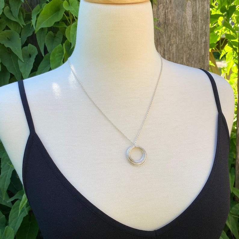 70th Birthday Necklace Gift - Handmade Sterling Silver 7 Rings for 7 ...