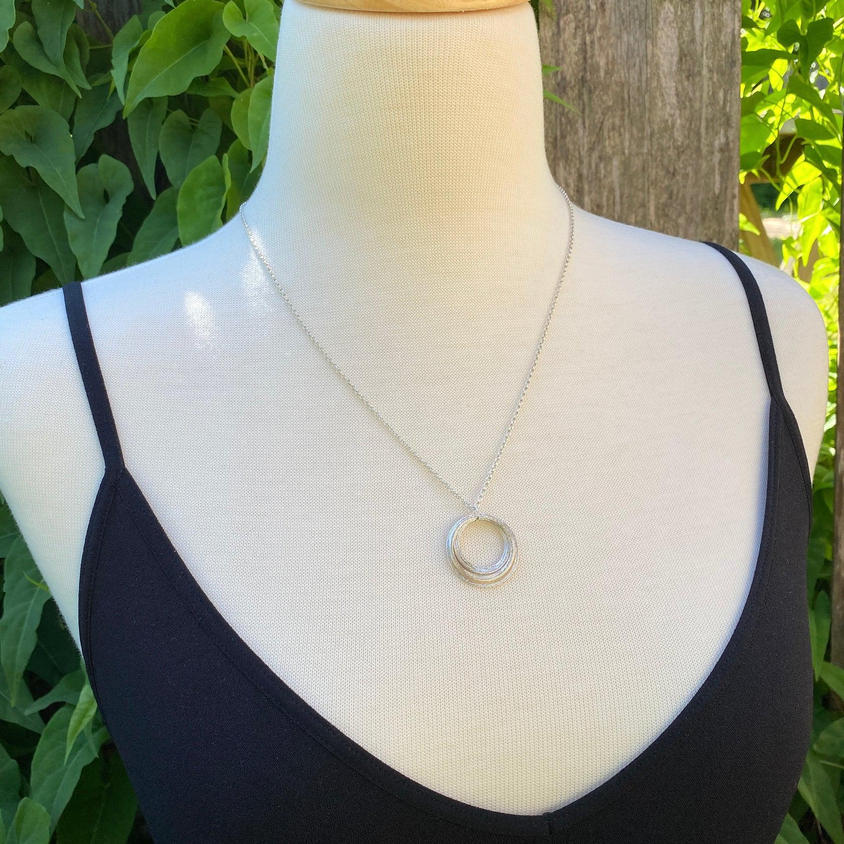 70th Birthday Necklace Gift - Handmade Sterling Silver 7 Rings for 7 ...