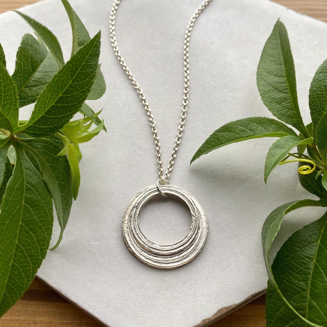 Sterling Silver 100th Birthday Necklace, Elegant Handcrafted 10 Rings ...