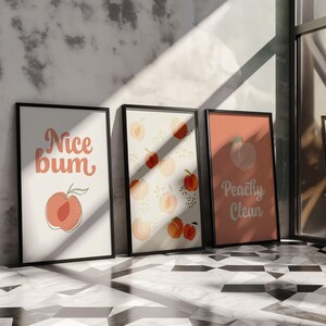 Peachy Clean Bathroom Set of 3 Poster | Funny Bathroom Art, Toilet ...