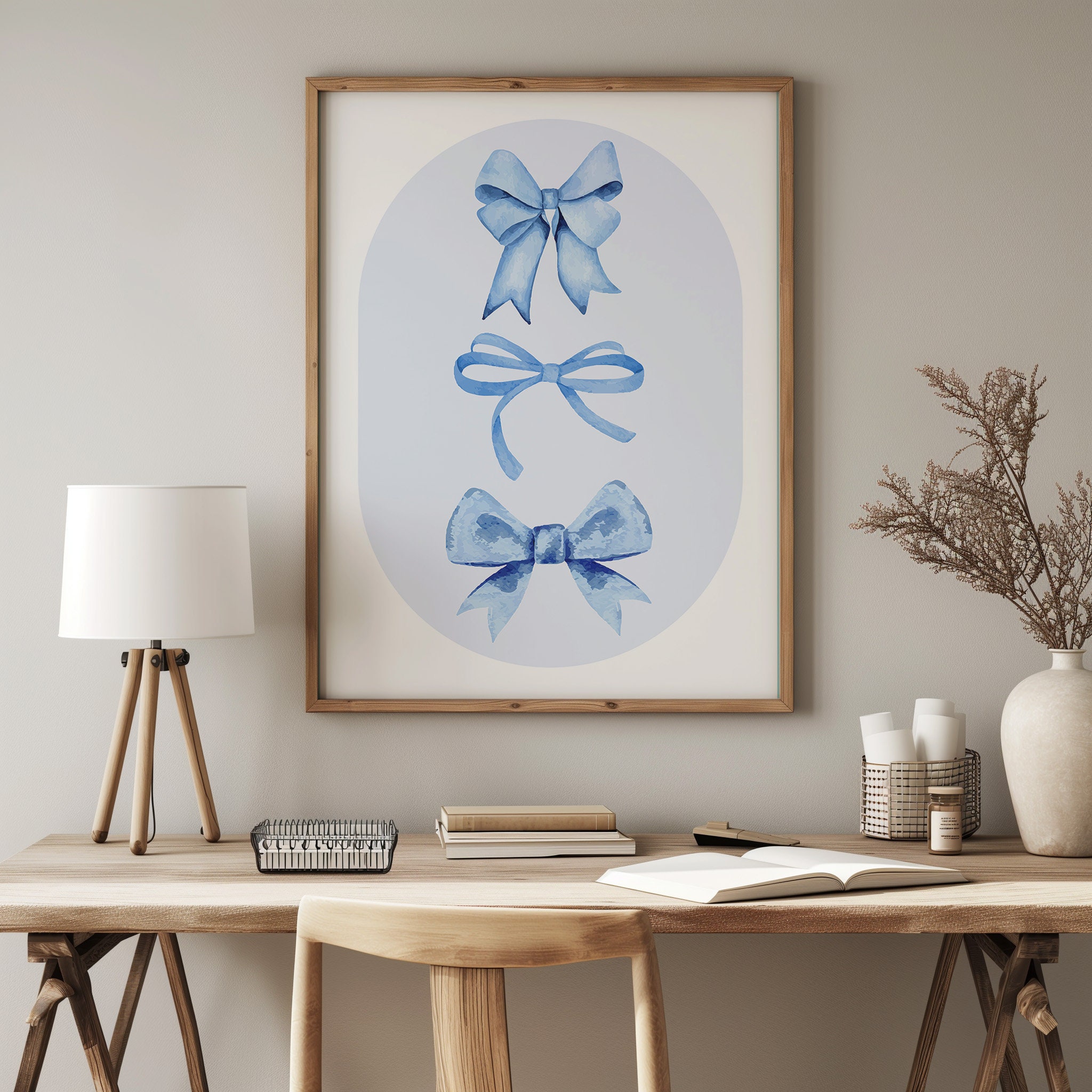 Coquette Printable Blue Bows Wall Decor | Preppy Girly, Balletcore Wall ...