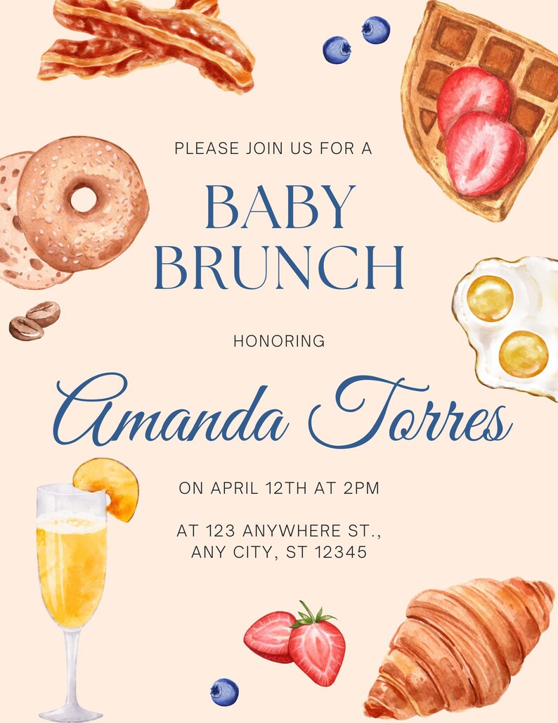 Baby Brunch Baby Shower Invitation, Digital Download, Customizable ...