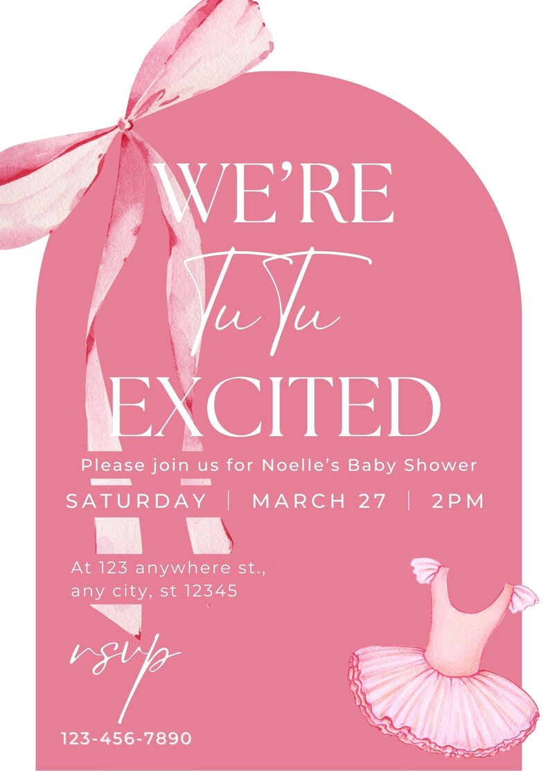 Tutu Excited Baby Shower Invitation, Ballerina Baby Shower Invitation ...