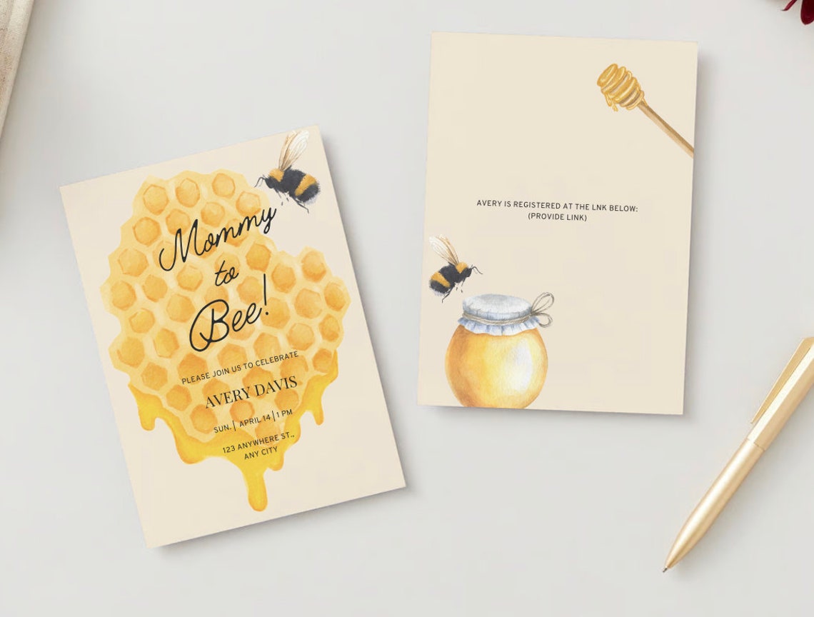 Mama to Bee Baby Shower Invitation, Digital Download, Customizable ...