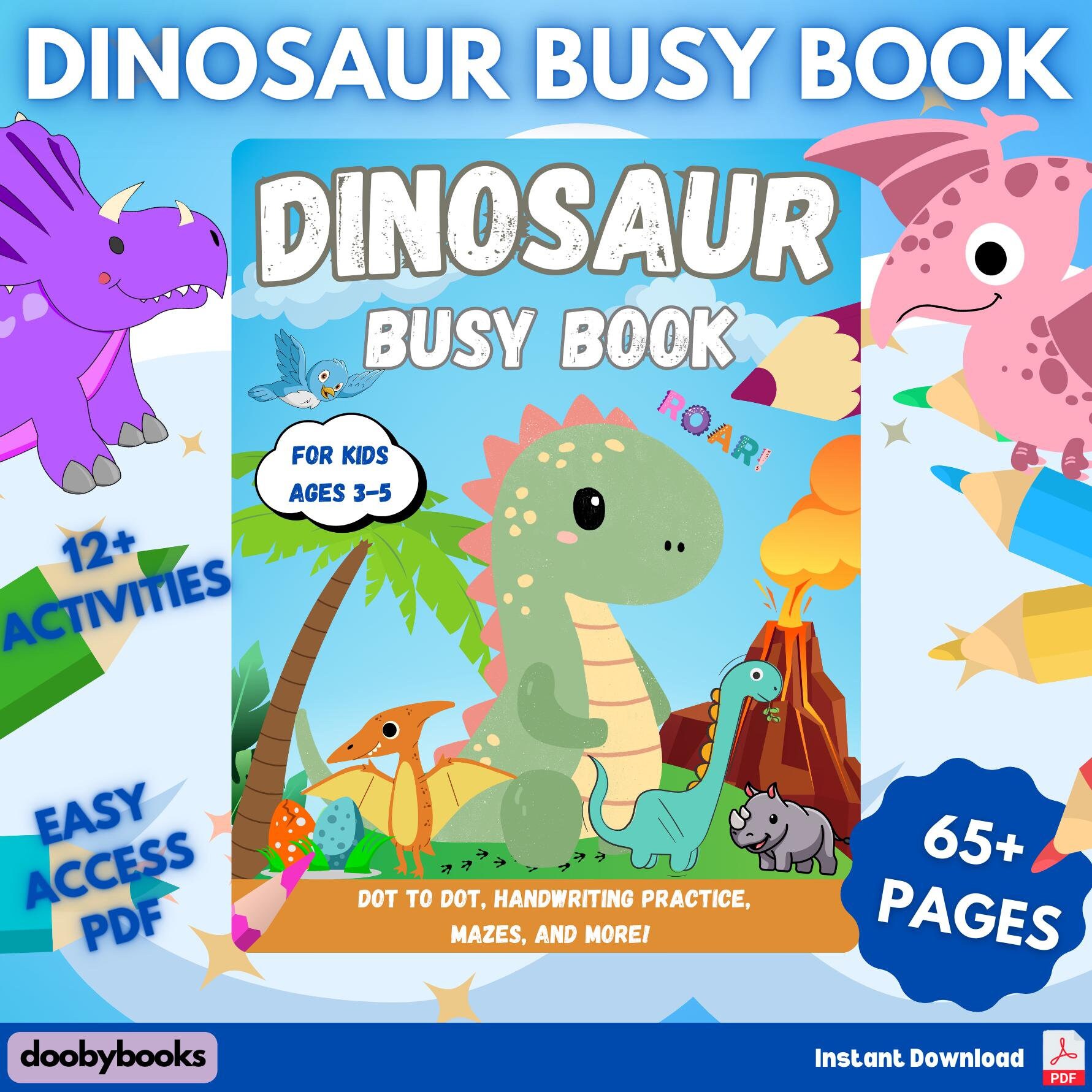 Dinosaur Busy Book, Printable, Toddler Activities, Dinosaur Activity ...