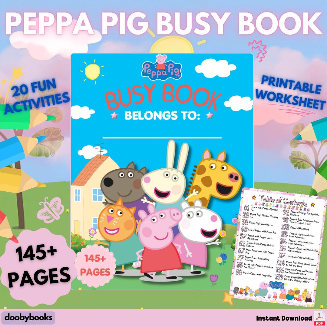Peppa Pig Busy Book, Printable, Toddler Activities, Peppa Pig Activity ...