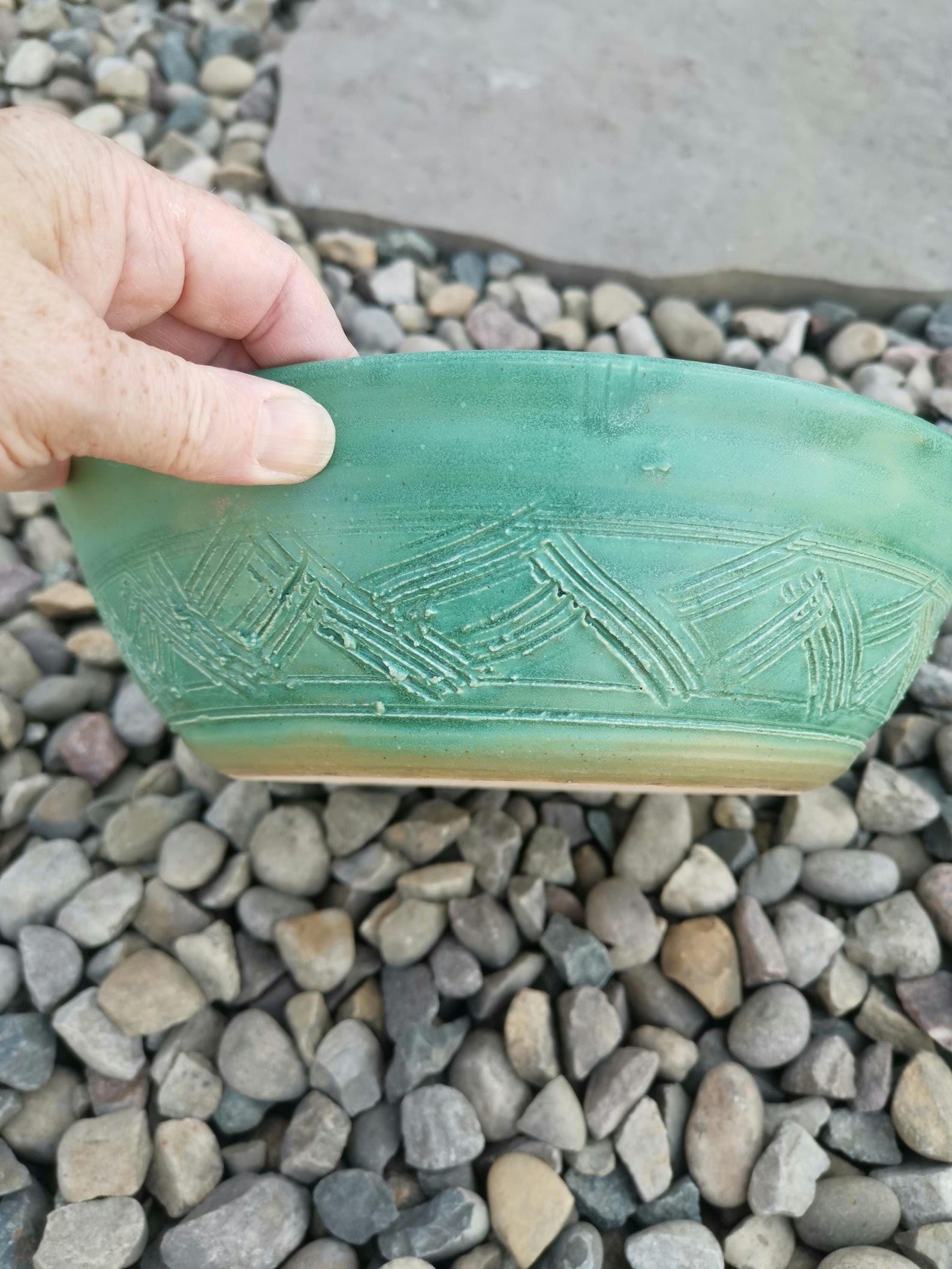 Large Denim Blue Color Glazed Wheel Thrown Stoneware Pottery Bowl - Etsy