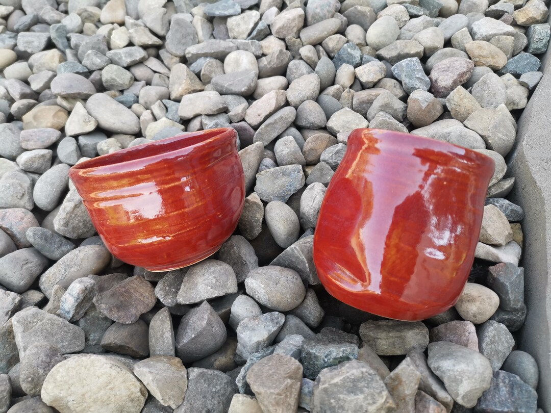 Stoneware Tea Bowls Hand Thrown Pottery Tea Bowls or Handle Free Mugs ...