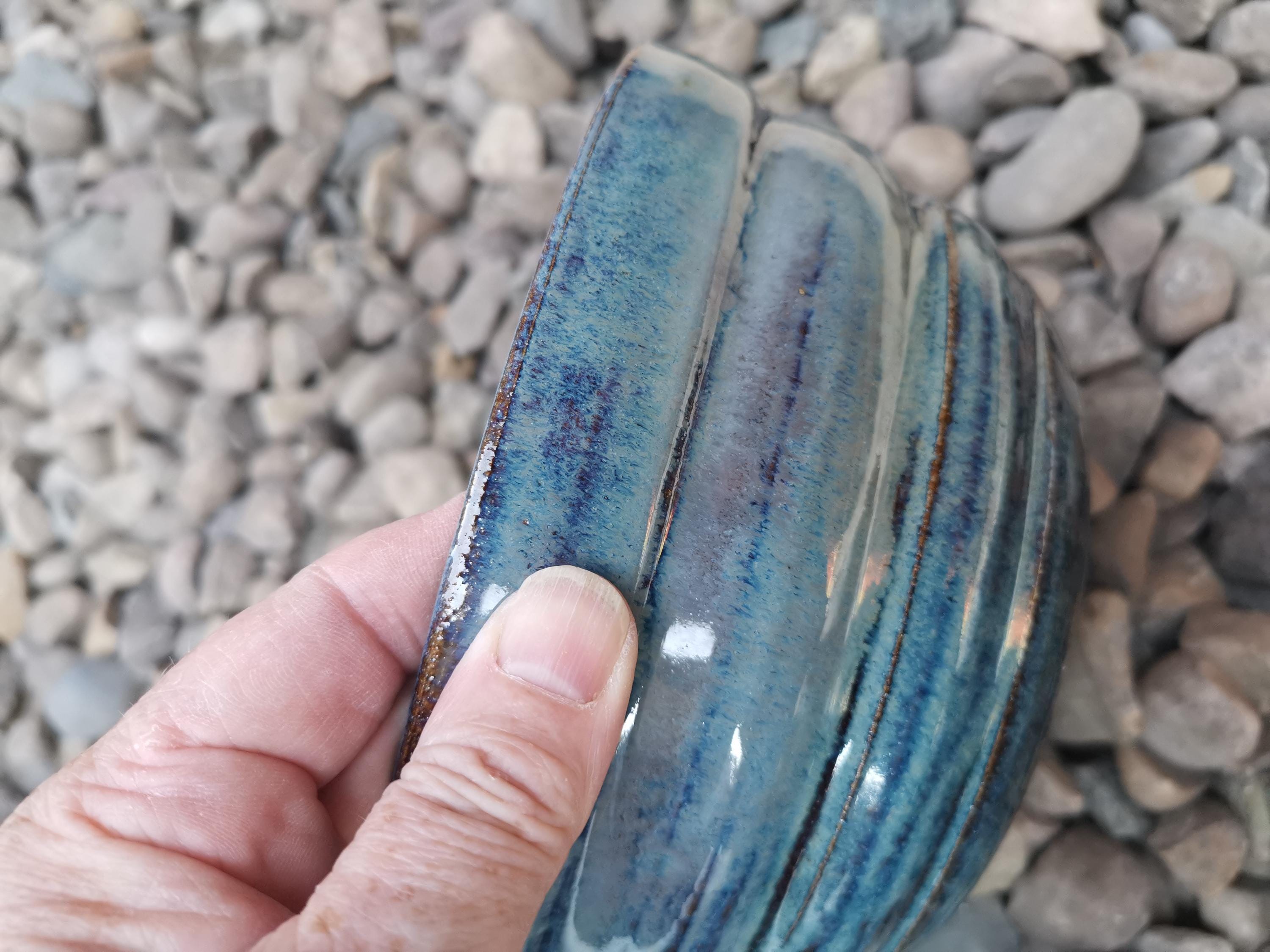 Large Denim Blue Color Glazed Wheel Thrown Stoneware Pottery Bowl - Etsy