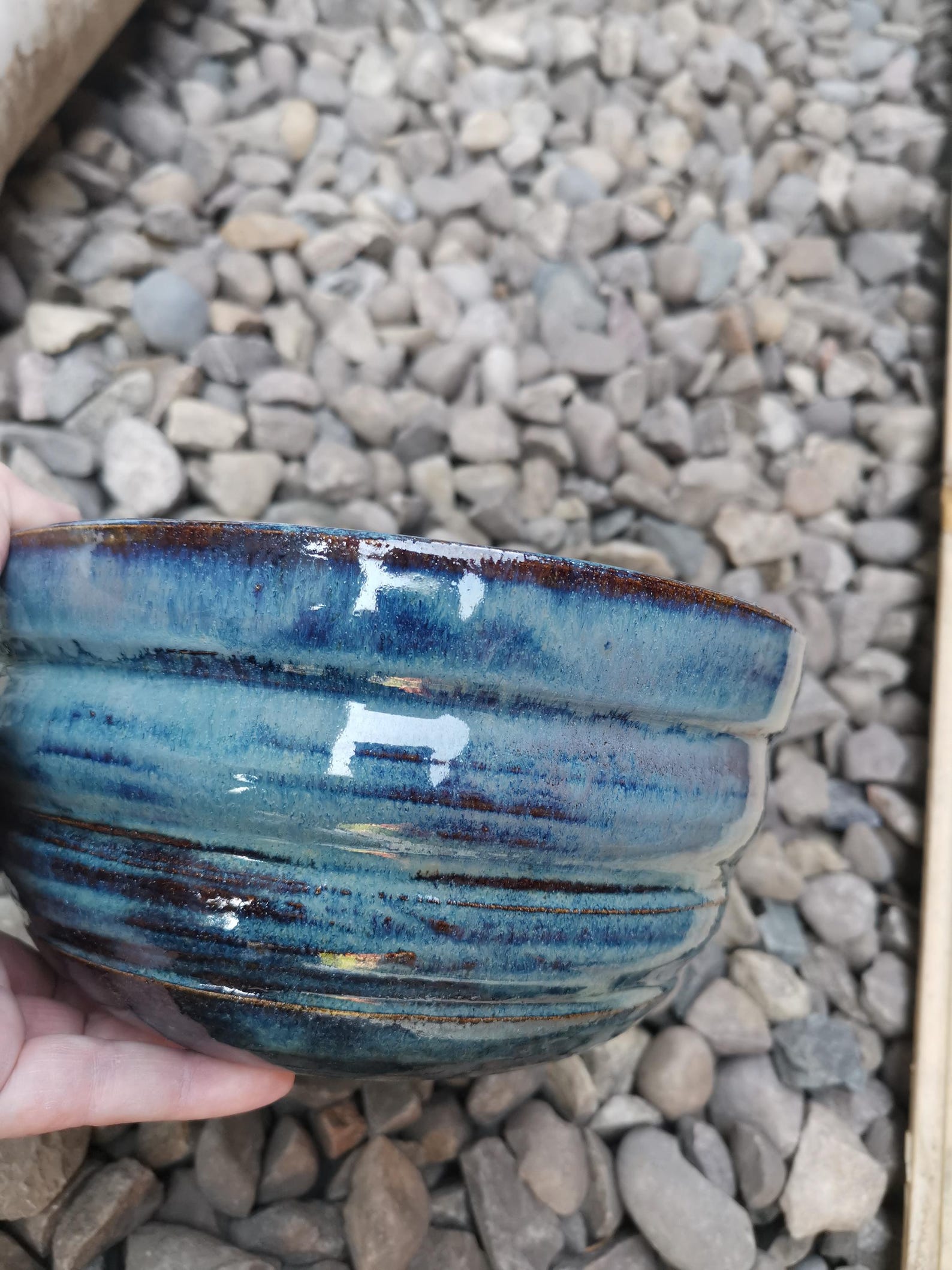 Large Denim Blue Color Glazed Wheel Thrown Stoneware Pottery Bowl - Etsy