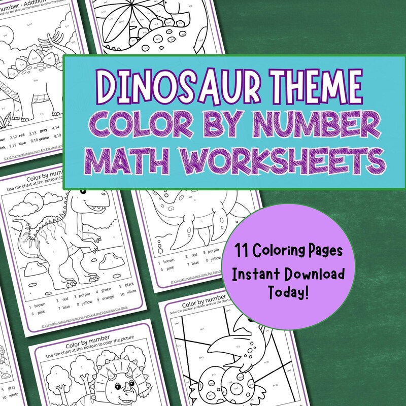Coloring Dinosaur Numbers - Etsy