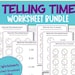 1st-3rd Grade Telling Time Activities | Print & Go Worksheets - Etsy