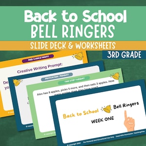 3rd Grade Back to School Bell Ringers Printable Worksheets Slide Deck ...