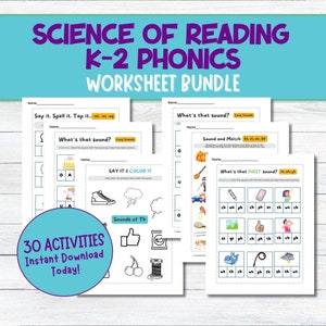 K-2 Phonics Science of Reading Bundle | No-prep Learning - Etsy