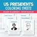 US Presidents Coloring Activity Printable Worksheets Handwriting ...