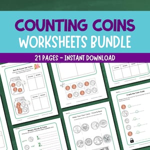 1st-2nd Grade Counting Coins Activities | Print & Go Worksheets - Etsy