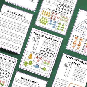 Number Tracing Activity Worksheet Bundle Preschool Kindergarten 1st ...