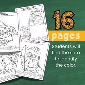Winter Theme Color by Number Printable Math Activity for Kindergarten ...
