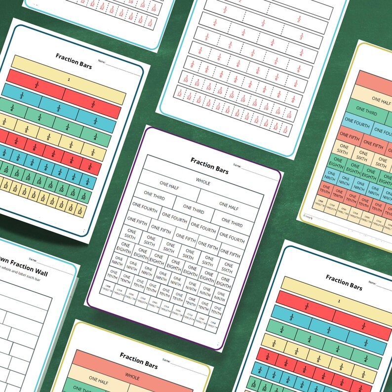 Fraction Strips Worksheet Bundle Kids Homeschool Math Resources 2nd 3rd ...