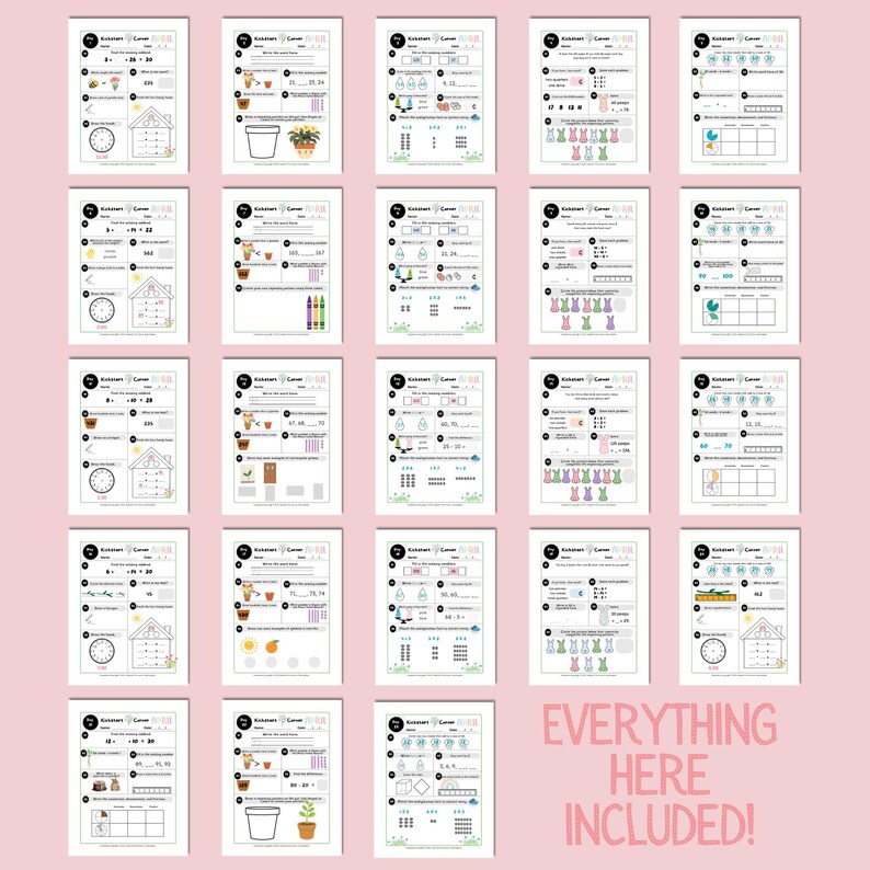 25 2nd Grade Math Worksheets for April - Kickstart Corner, Printable ...