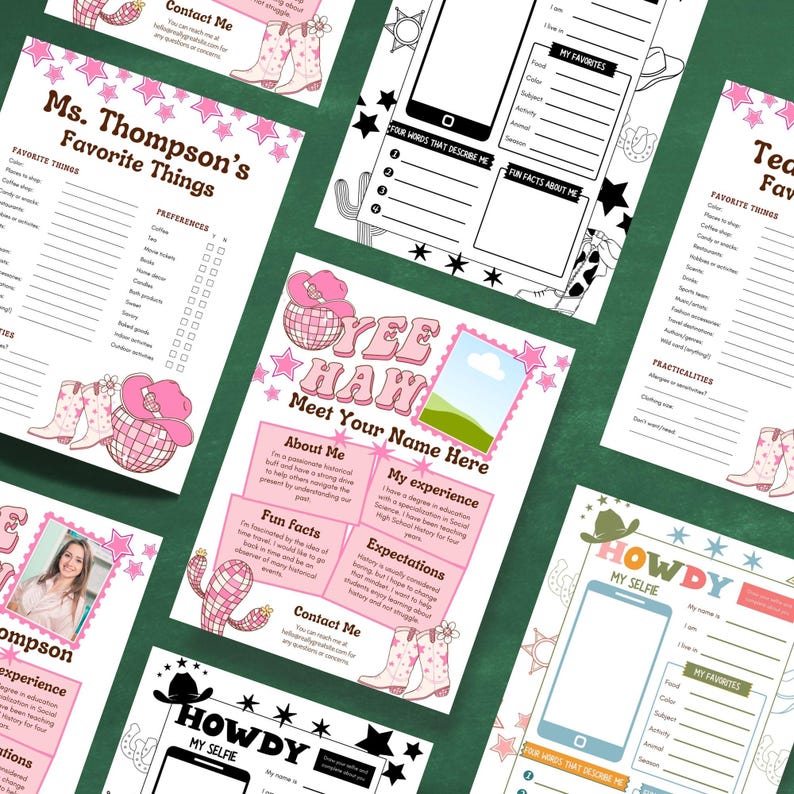 Western Theme Teacher Printable Bundle Meet the Teacher Canva Template ...