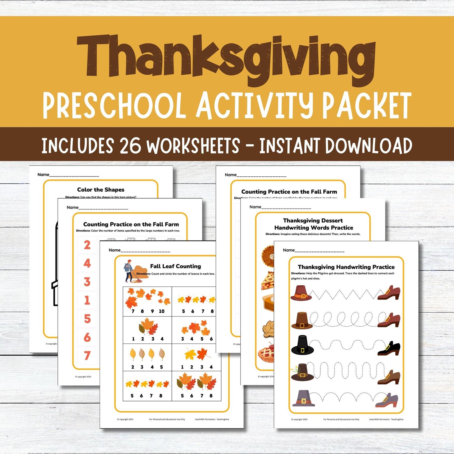 Preschool Thanksgiving Printable Activity Packet for Kids Printable Fun ...