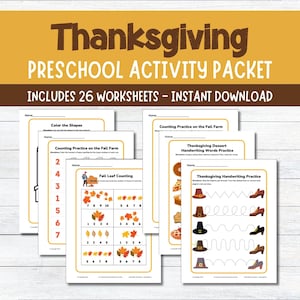 Preschool Thanksgiving Printable Activity Packet for Kids Printable Fun ...