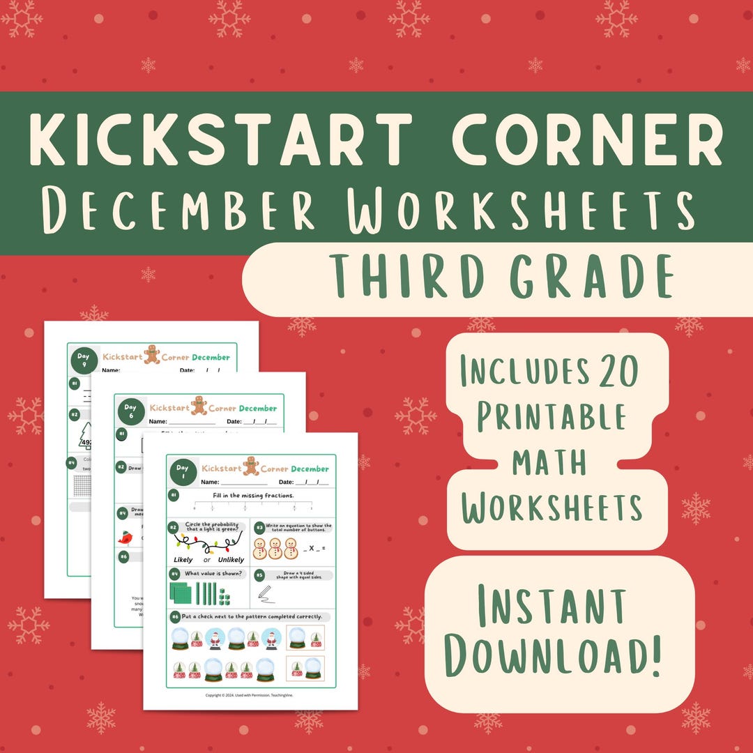 December Math Activities for 3rd Grade - Kickstart Corner Christmas ...
