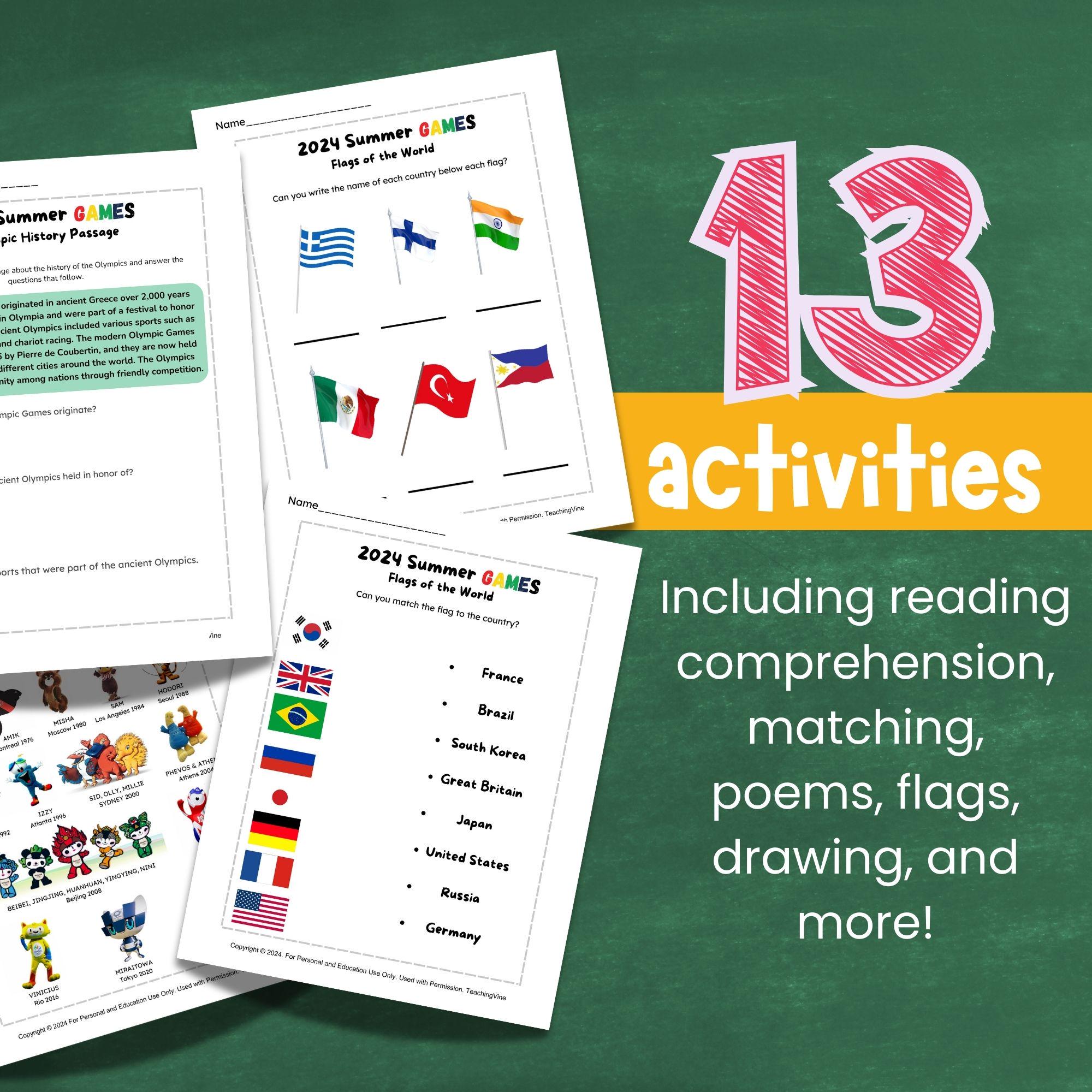 Summer Games Activities for Kids United States Worksheets Paris Games ...