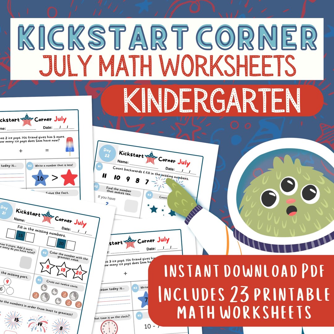Kindergarten July Math Activities | Print & Go Worksheets - Etsy
