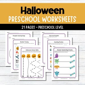 Preschool Halloween Printable Worksheet Activity Bundle for Kids Fun ...