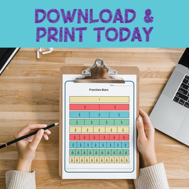 Fraction Strips Worksheet Bundle Kids Homeschool Math Resources 2nd 3rd ...