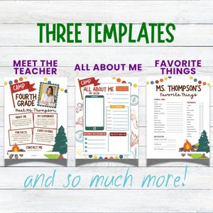 Camping Theme Teacher Printable Bundle Meet the Teacher Canva Template ...