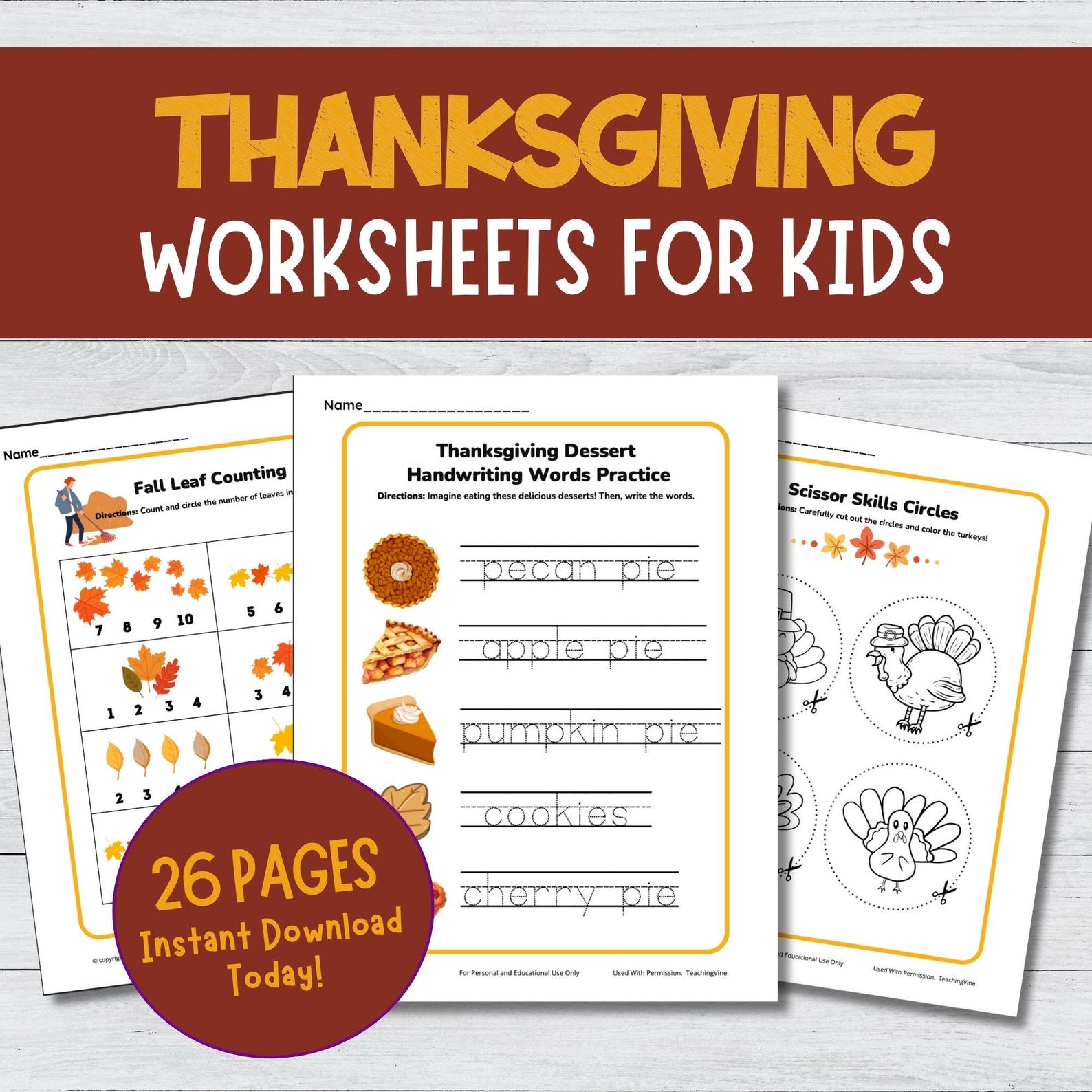 Preschool Thanksgiving Printable Activity Packet for Kids Printable Fun ...