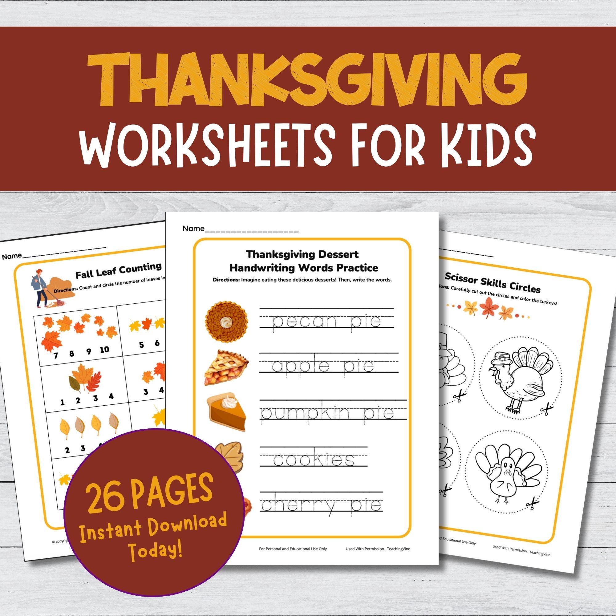 Preschool Thanksgiving Printable Activity Packet for Kids Printable Fun ...