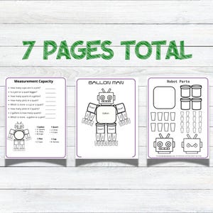 Gallon Man Measurement Activity Worksheet Bundle Measure Conversion ...