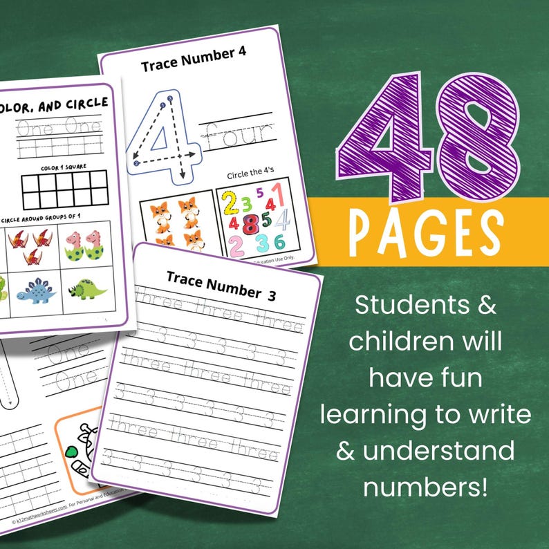 Number Tracing Activity Worksheet Bundle Preschool Kindergarten 1st ...