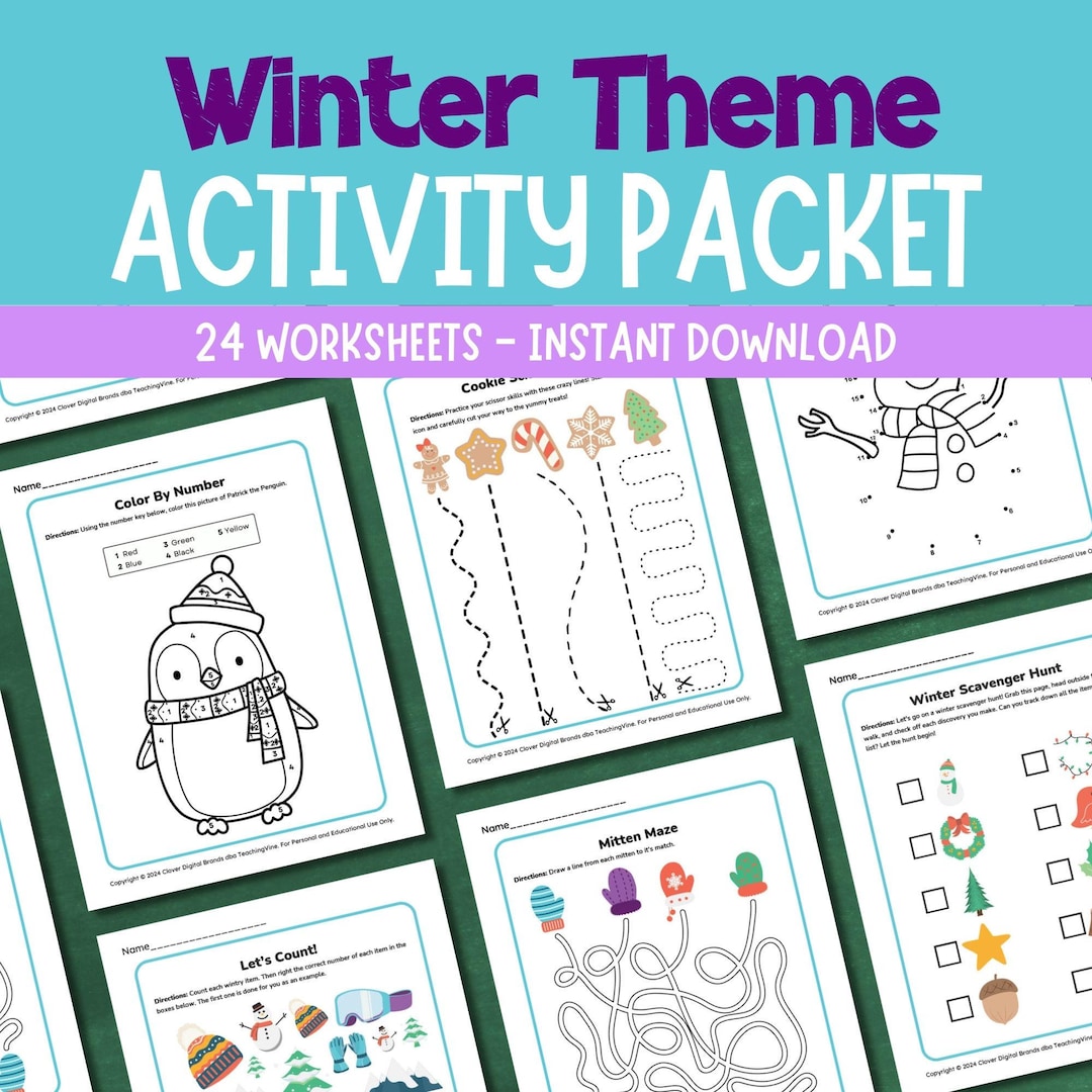 Winter Break Activity Packet for Kids Printable Fun Holiday Party ...