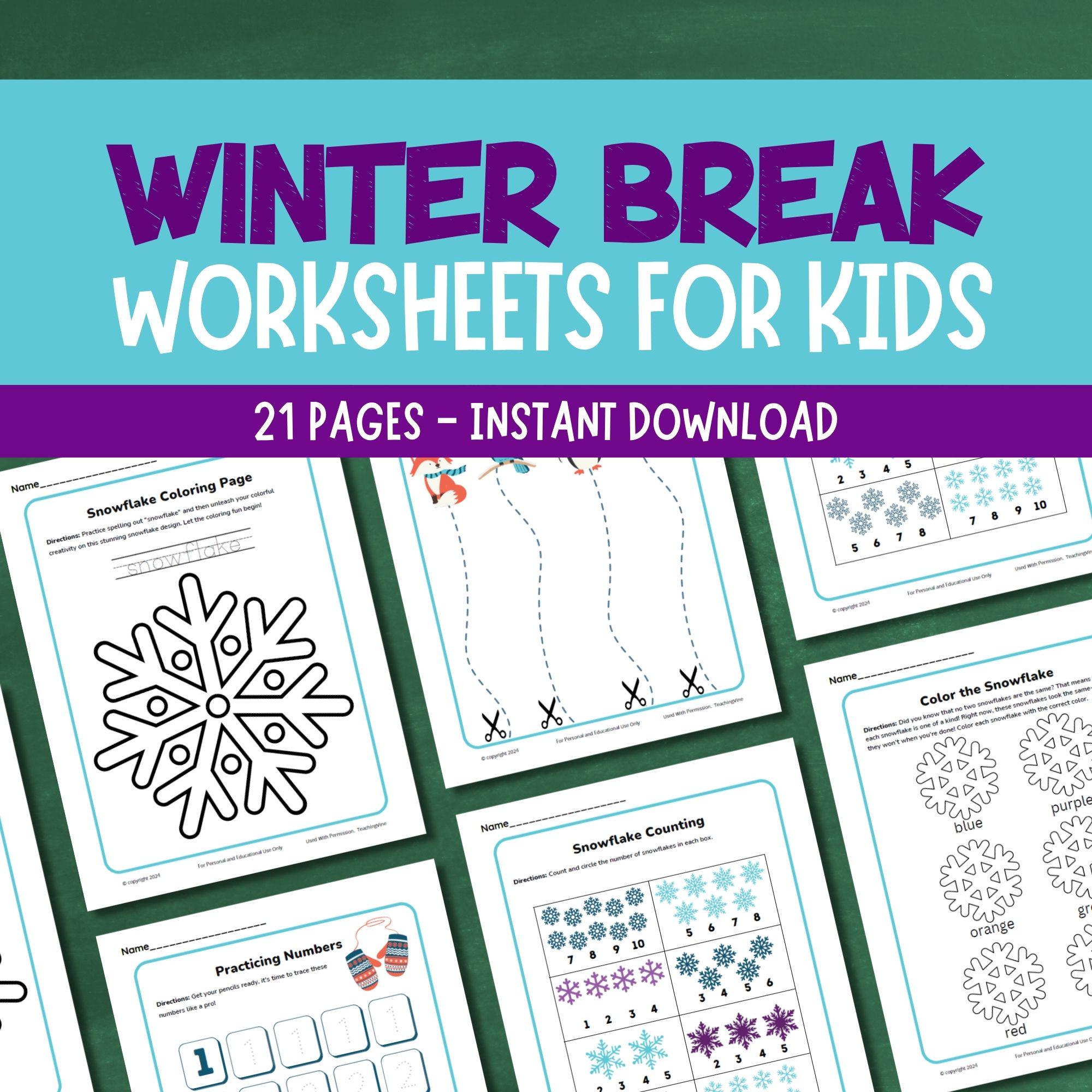 Preschool Learning Bundle for Kids - Printable Winter Theme Classroom ...