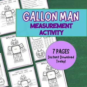 Gallon Man Measurement Activity Worksheet Bundle Measure Conversion ...