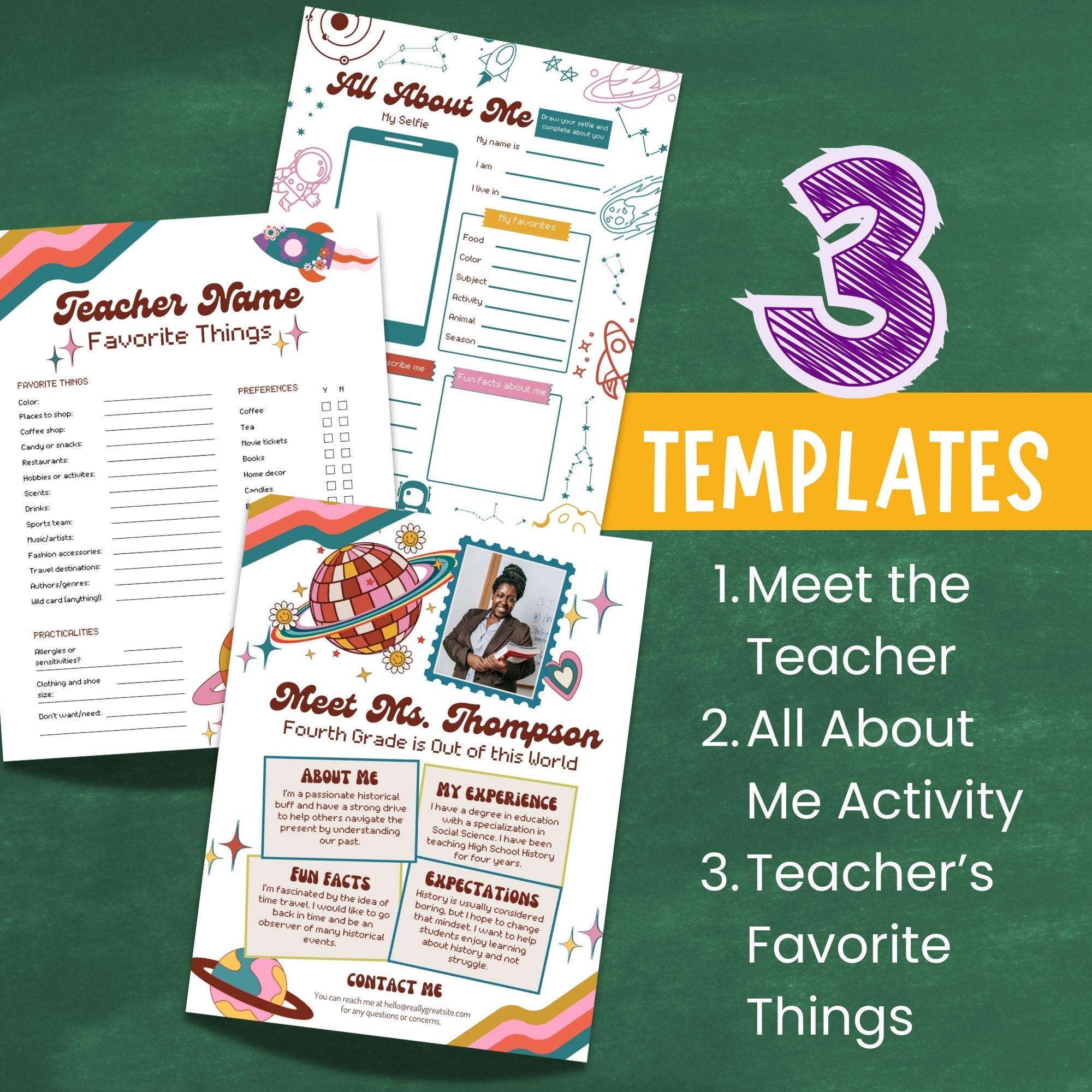 Outer Space Theme Teacher Printable Bundle Meet the Teacher Canva ...