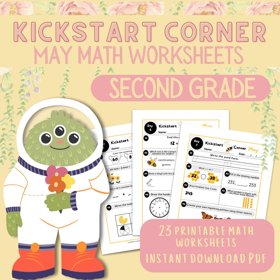2nd Grade May Math Worksheets | Spring Learning Bundle - Etsy