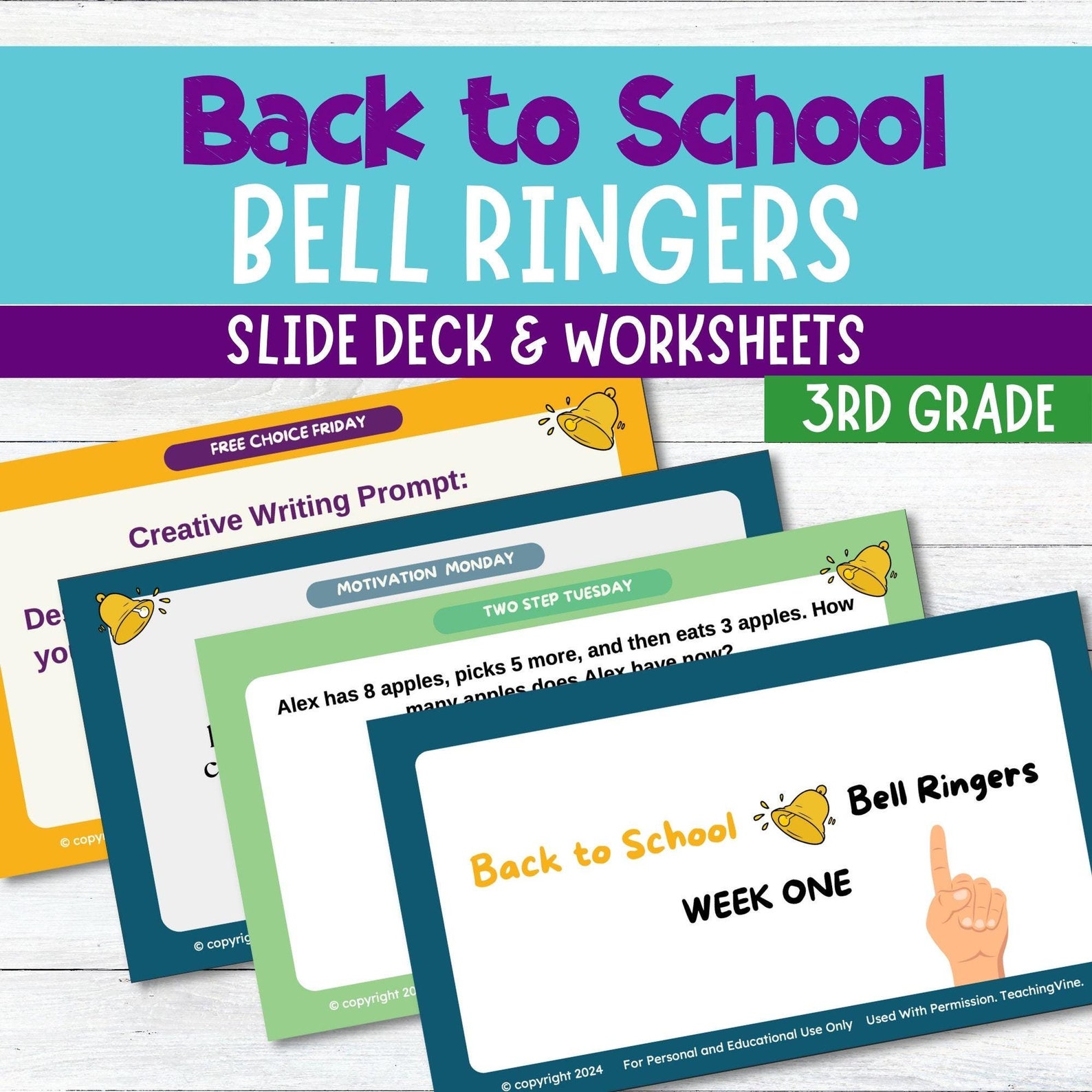 3rd Grade Back to School Bell Ringers Printable Worksheets Slide Deck ...