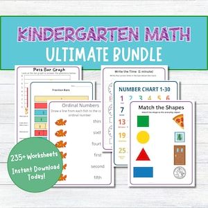 Kindergarten Math Activity Worksheet Bundle Summer Learning Packet 1st ...