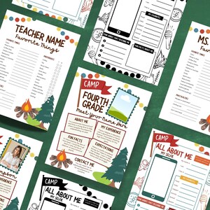 Camping Theme Teacher Printable Bundle Meet the Teacher Canva Template ...