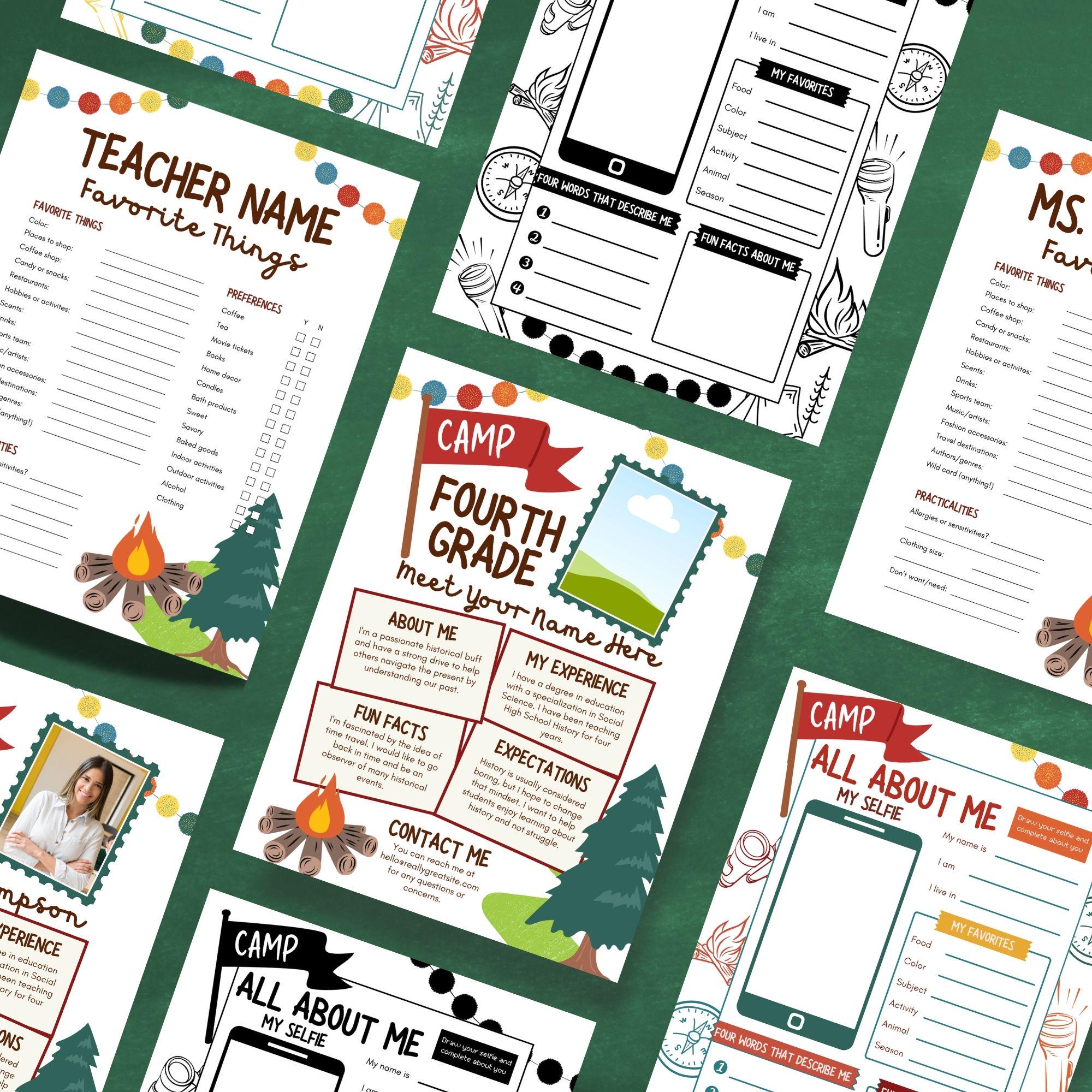 Camping Theme Teacher Printable Bundle Meet the Teacher Canva Template ...